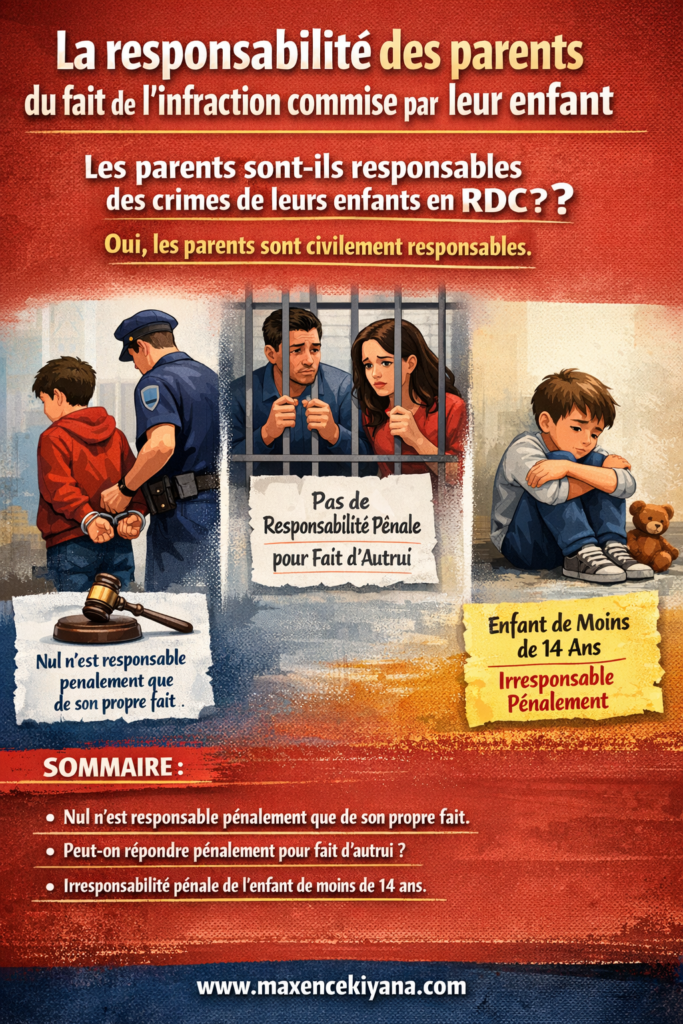 La responsabilité des parents du fait de l’infraction commise par leur ...