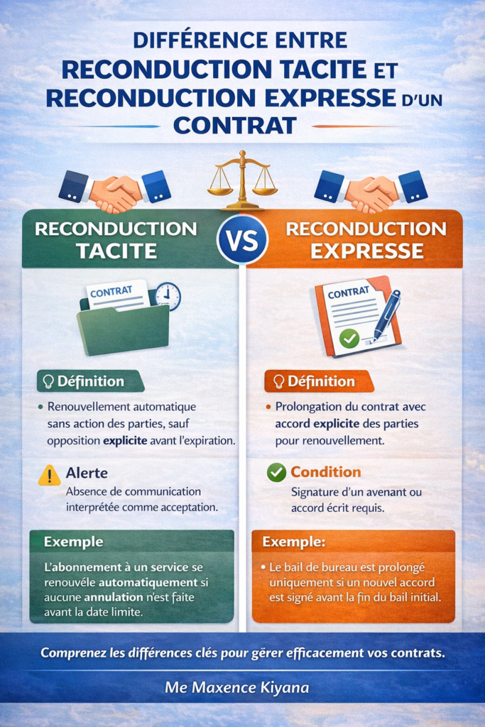 Différence entre Reconduction Tacite et Reconduction Expresse d'un ...