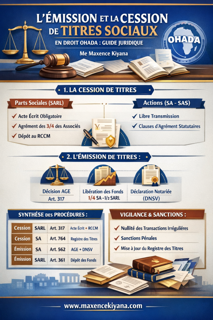 L’Émission et la Cession de Titres Sociaux en Droit OHADA : Guide ...